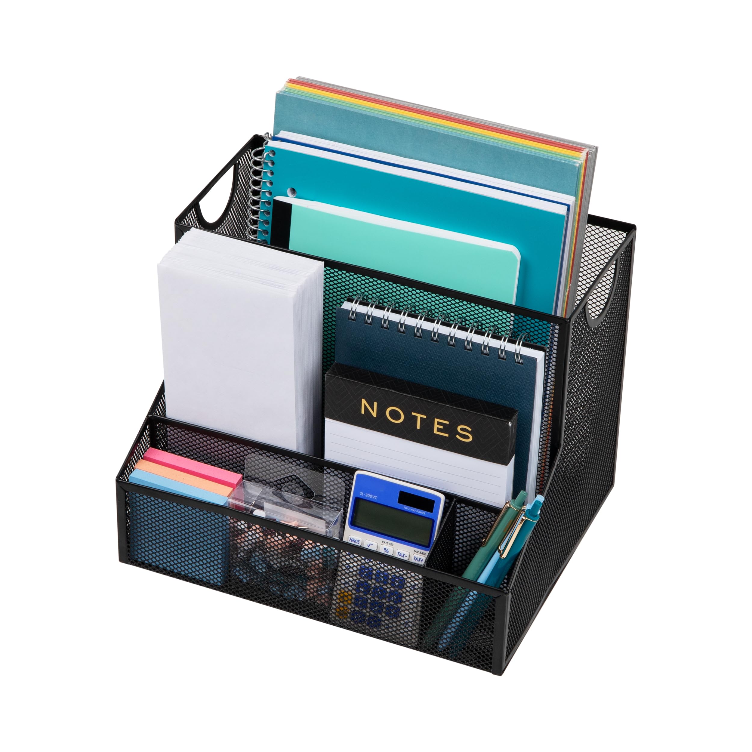 Mind Reader DEEPORG-BLK Metal Mesh Large File Storage Basket For A4 Paper, Legal Documents, Folder & Magazine Holder, Office Organization, Black Deep Org