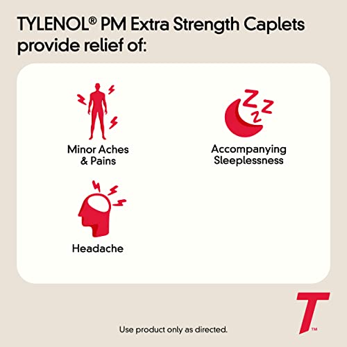 Tylenol PM Extra Strength Nighttime Pain Reliever & Sleep Aid Caplets, 500 mg Acetaminophen & 25 mg Diphenhydramine HCl, Relief for Nighttime Aches & Pains, Non-Habit Forming, 150 ct