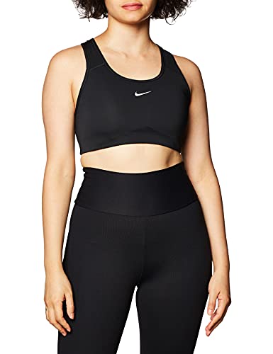 Nike Womens Swoosh Medium-Support Padded Sports Bra Black/White S