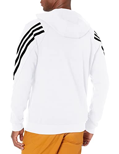 adidas Men's Future Icon 3-Stripes Hoodie, White, Large