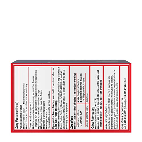 Tylenol PM Extra Strength Nighttime Pain Reliever & Sleep Aid Caplets, 500 mg Acetaminophen & 25 mg Diphenhydramine HCl, Relief for Nighttime Aches & Pains, Non-Habit Forming, 150 ct