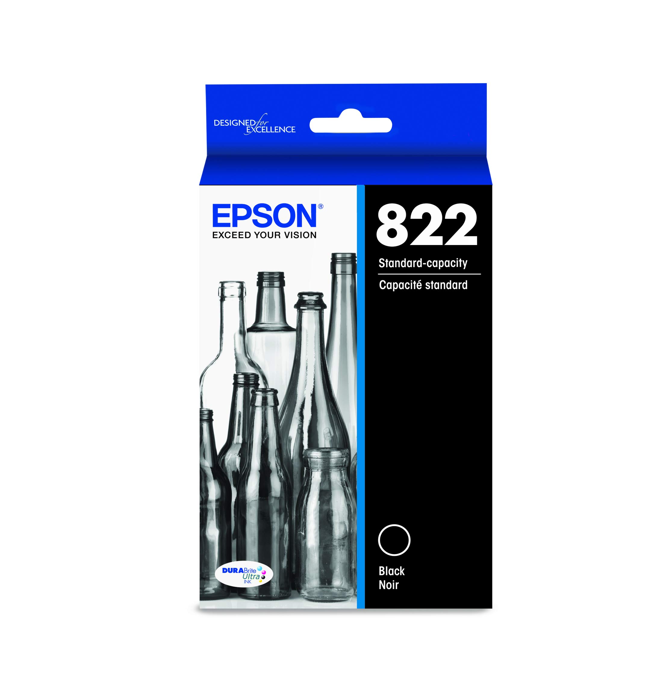 EPSON T822 DURABrite Ultra -Ink Standard Capacity Black & Color -Cartridge Combo Pack (T822120-BCS) & T822 DURABrite Ultra Ink Standard Capacity Black Cartridge (T822120-S)