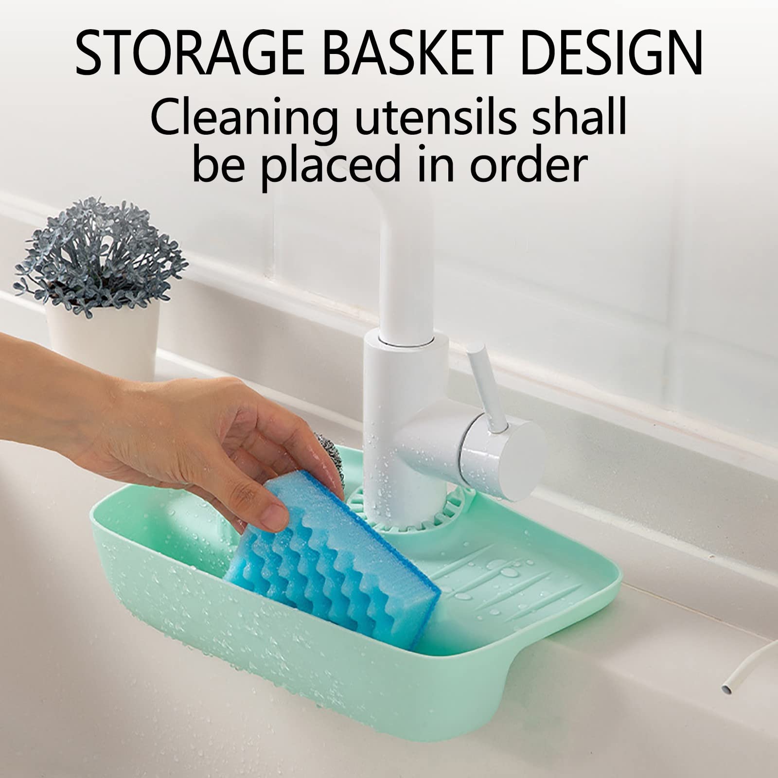 POROPL Kitchen Faucet Splash-Proof Draining Rack - Sink Water Collection Pad Non-Slip Countertop Pad, Kitchen Rag Sponge Wipe Draining Storage Rack Kitchen Bathroom Gadgets (White)