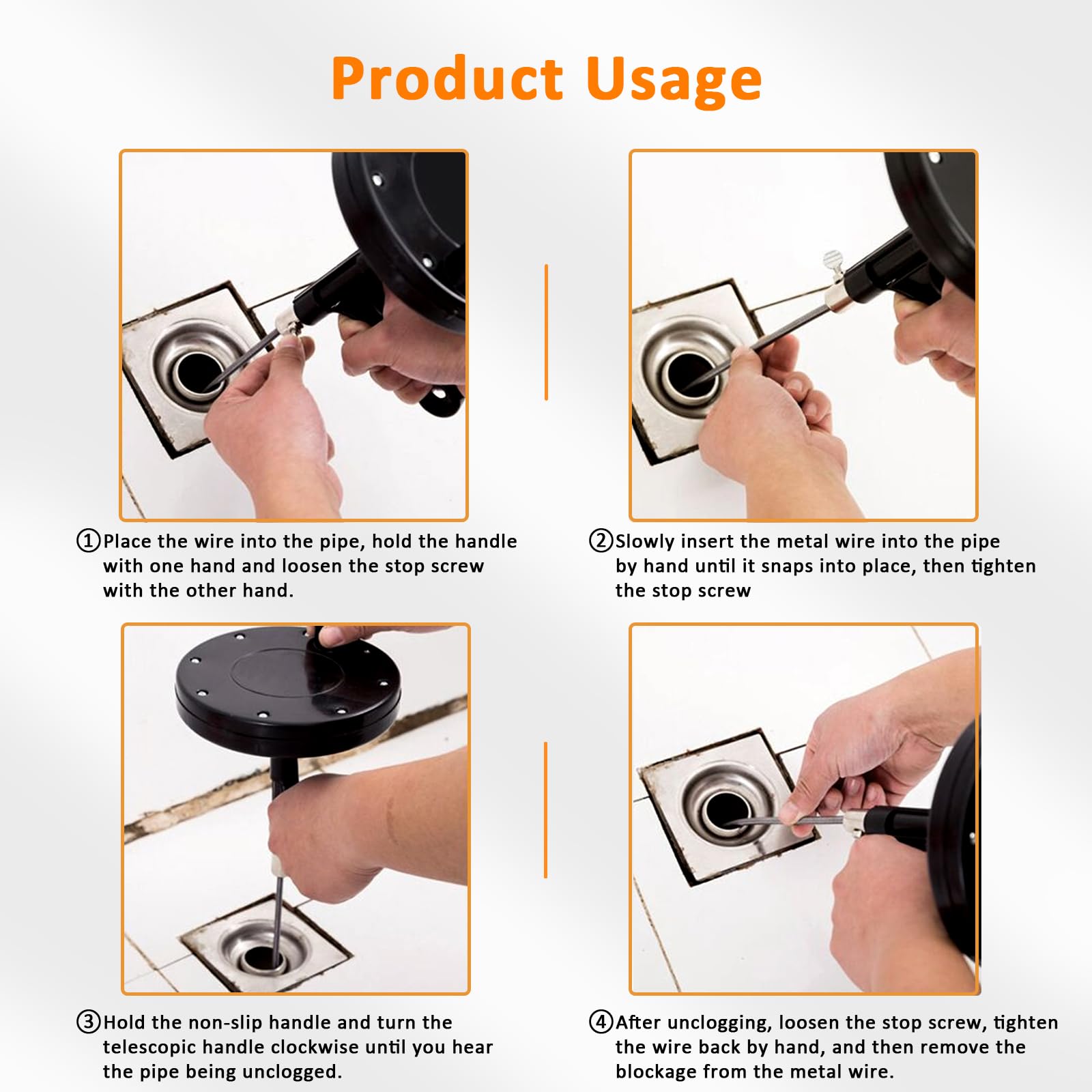 DR.PEN 32FT Drain Auger, [Easy to Use & Highly efficient] Flexible Plumbing Snake Drain Clog Remover, Drain Clog Remover for Kitchen, Bathroom and Shower Sink, Comes with Work Gloves and Floor Drain