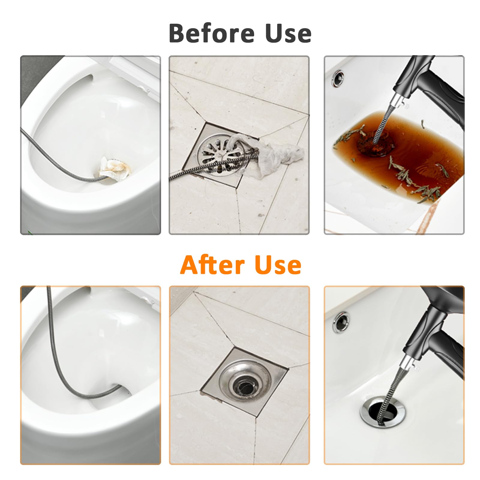 DR.PEN 32FT Drain Auger, [Easy to Use & Highly efficient] Flexible Plumbing Snake Drain Clog Remover, Drain Clog Remover for Kitchen, Bathroom and Shower Sink, Comes with Work Gloves and Floor Drain