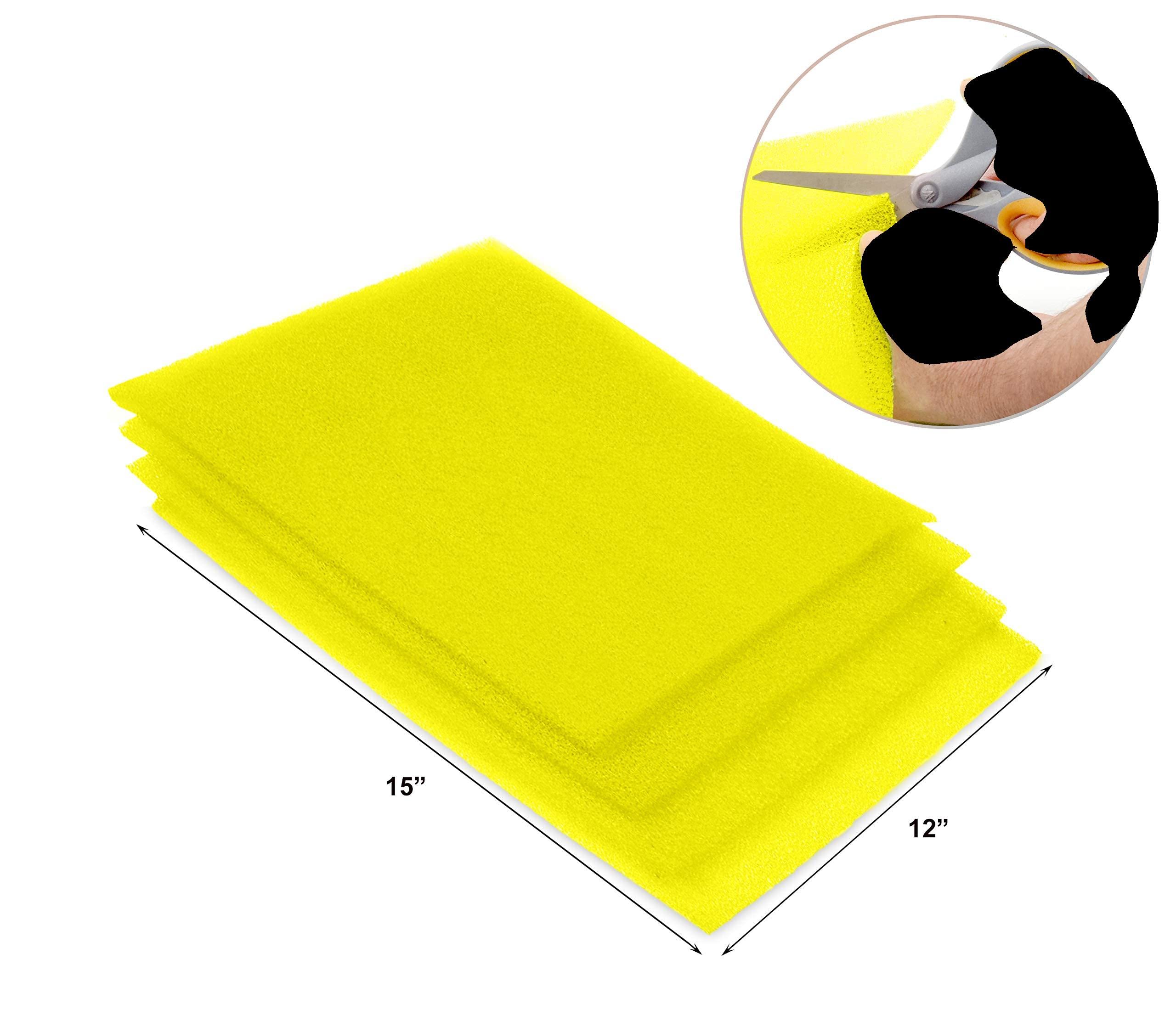 Dualplex® Fridge Liners - Refrigerator Liner Drawers or Shelves - 4 Pack Fridge Mats Washable - 12” x 15” - Fruit & Veggie Life Extender Liner - Fresh Produce Mat - Drawer Shelf Bins Liners (Yellow)