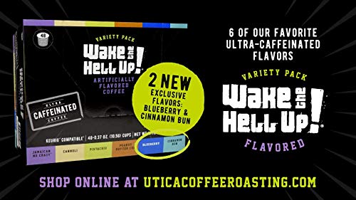 Wake The Hell Up! Variety Pack Flavored Single Serve Coffee Pods | Ultra-Caffeinated Coffee For K-Cup Compatible Brewers | 48 Count, 2.0 Compatible