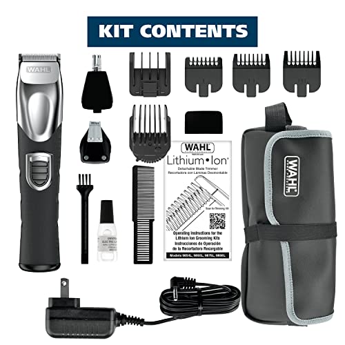 Wahl USA Rechargeable Lithium Ion All in One Beard Trimmer for Men with Detail and Ear & Nose Hair Trimmer Attachment β Model 9854-600B