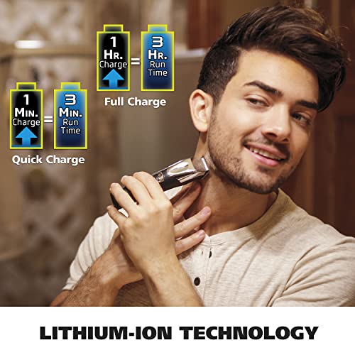Wahl USA Rechargeable Lithium Ion All in One Beard Trimmer for Men with Detail and Ear & Nose Hair Trimmer Attachment β Model 9854-600B