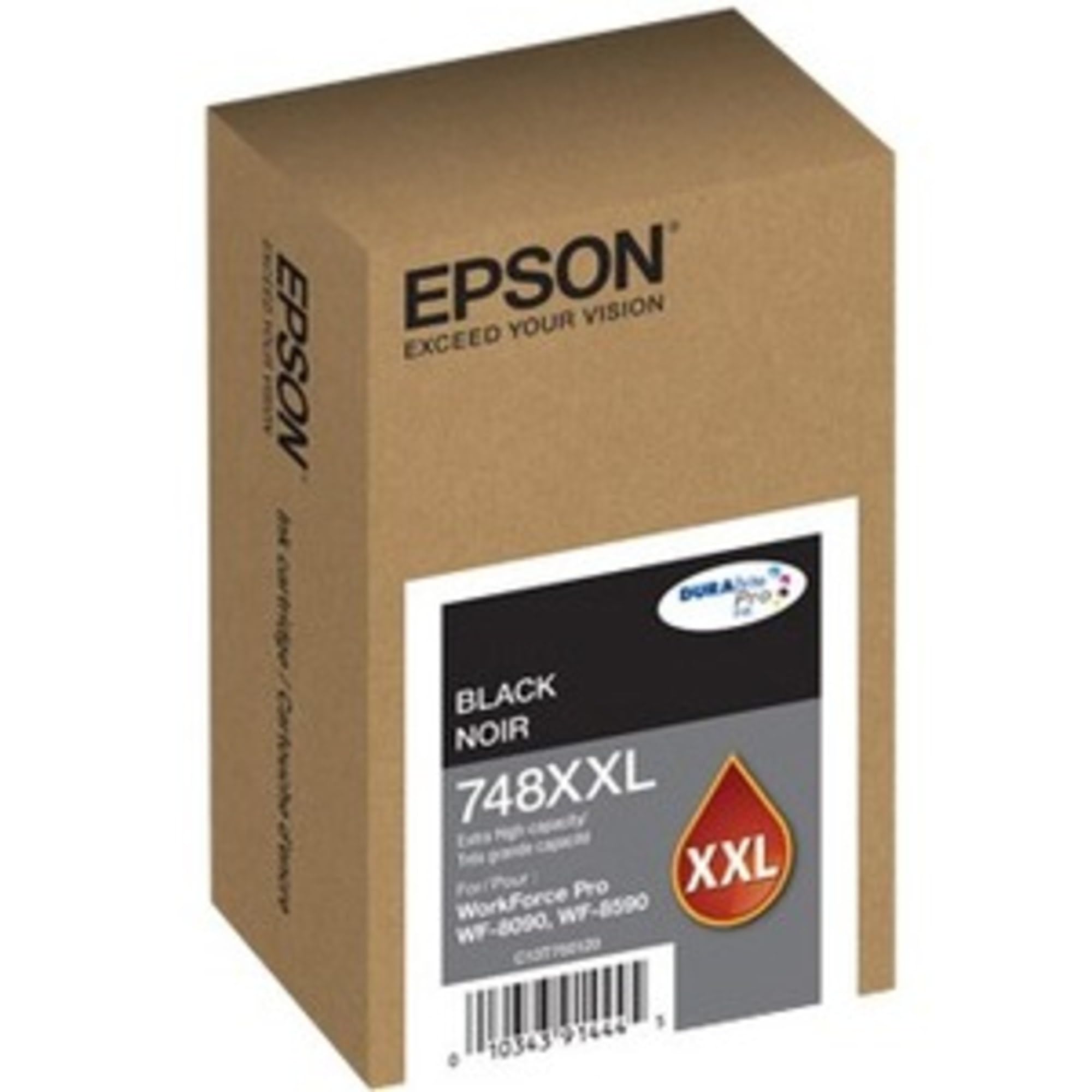 EPSON T748 DURABrite Pro -Ink High Capacity Black -Cartridge (T748XXL120) for select Epson WorkForce Printers