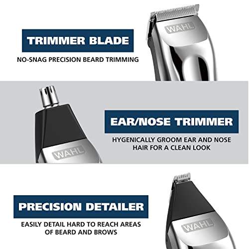 Wahl USA Rechargeable Lithium Ion All in One Beard Trimmer for Men with Detail and Ear & Nose Hair Trimmer Attachment β Model 9854-600B