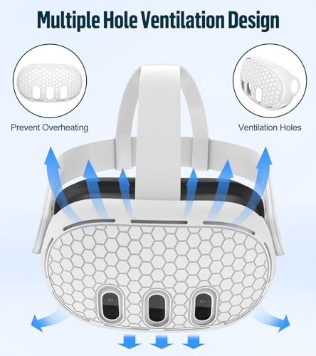 VR Shell Protective Protector Cover for Meta/Oculus Quest 3 Accessories, Silicone Front Headset Protector Cover Anti Scratch Anti Dust Anti Shock, Compatible with Quest 3 Accessories (White)