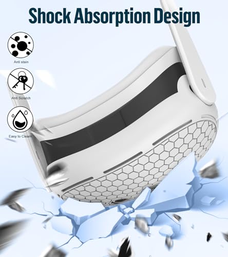 VR Shell Protective Protector Cover for Meta/Oculus Quest 3 Accessories, Silicone Front Headset Protector Cover Anti Scratch Anti Dust Anti Shock, Compatible with Quest 3 Accessories (White)