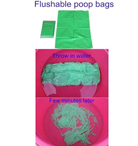 Doodie Flush™ Dog Poop Bag (Box of 50 poop bags for dogs) Flushable 100% Environmentally Friendly Compostable Biodegradable Pet Waste Bags, Extra Thick & Strong, Biodegrades In Seconds with Water