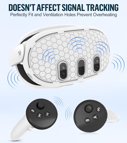 VR Shell Protective Protector Cover for Meta/Oculus Quest 3 Accessories, Silicone Front Headset Protector Cover Anti Scratch Anti Dust Anti Shock, Compatible with Quest 3 Accessories (White)