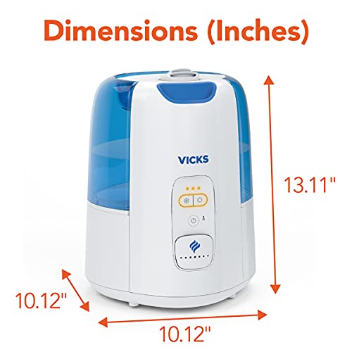 Vicks Dual Comfort – Cool + Warm Mist Humidifier (VWC775) – Warm and Cool Mist Humidifier with Fusion Mist Technology and Heated Medicine Cup, for Year-Round Use in Large Rooms