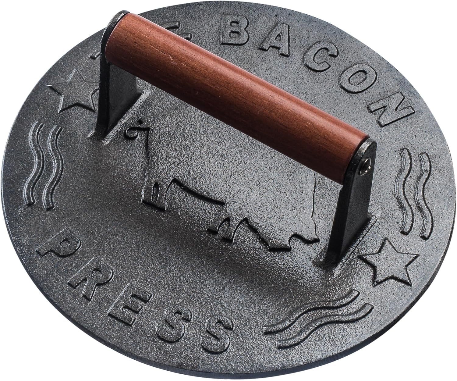 Bellemain Cast Iron Grill Press, Heavy-duty bacon press with Wood Handle, 8.5-Inch Round