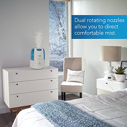 Vicks Dual Comfort – Cool + Warm Mist Humidifier (VWC775) – Warm and Cool Mist Humidifier with Fusion Mist Technology and Heated Medicine Cup, for Year-Round Use in Large Rooms