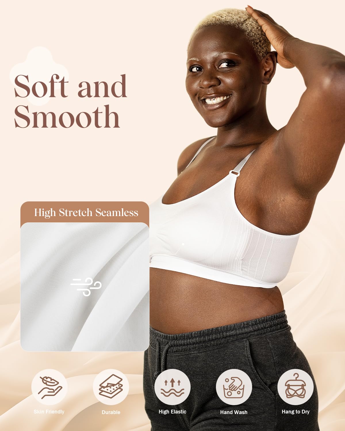Coobie Seamless Scoopneck Bra,White,X-Large