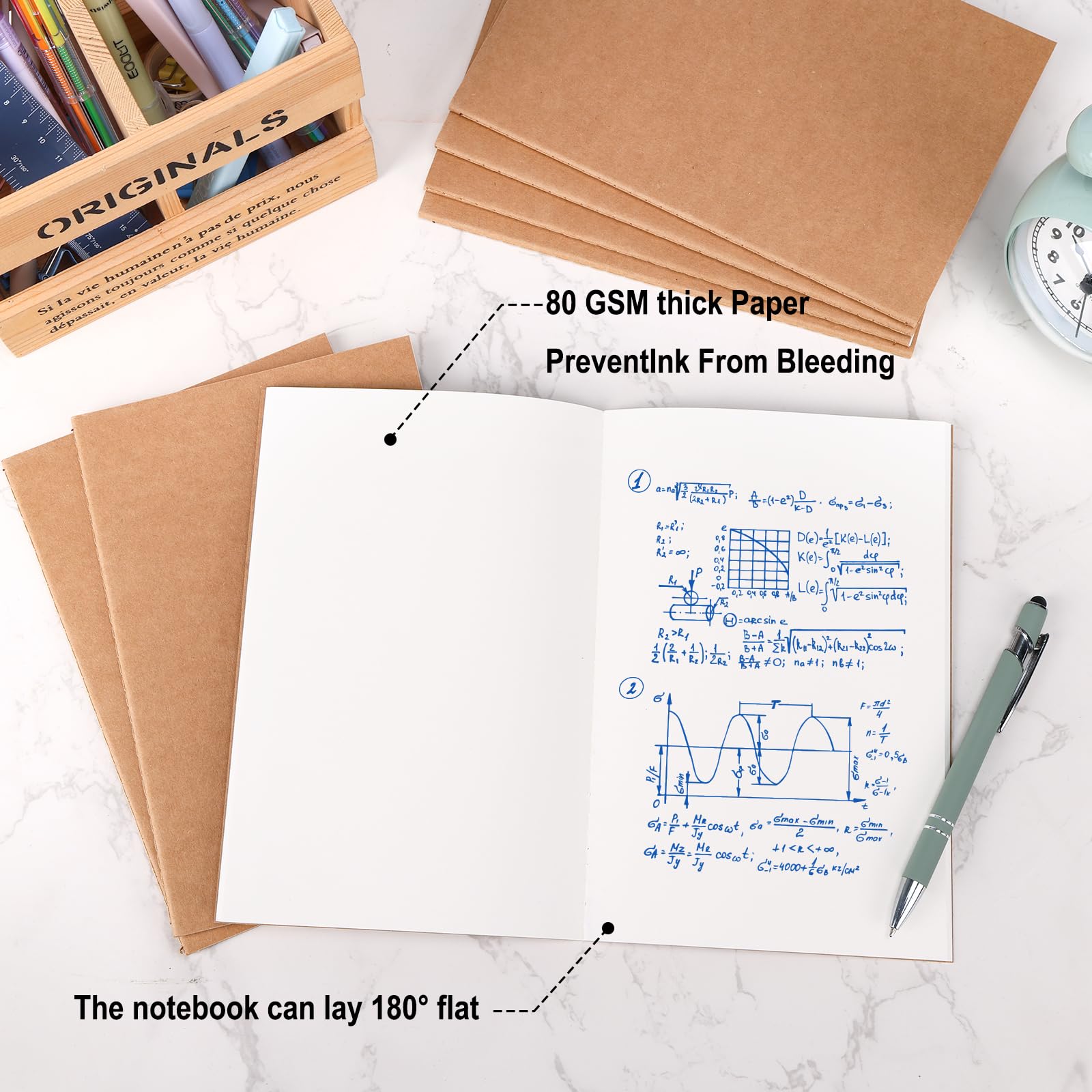 EOOUT 24 Pack Kraft Notebooks, Journals in Bulk, Blank Paper Sketchbooks, 60 Pages, 30 Sheets, 80GSM, 8.3x5.5 Inch, A5 Size, Travel Journal Set, for Gifts, Students and Office Supplies