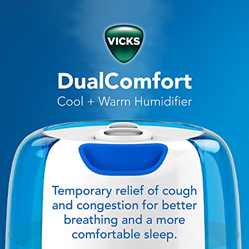 Vicks Dual Comfort – Cool + Warm Mist Humidifier (VWC775) – Warm and Cool Mist Humidifier with Fusion Mist Technology and Heated Medicine Cup, for Year-Round Use in Large Rooms