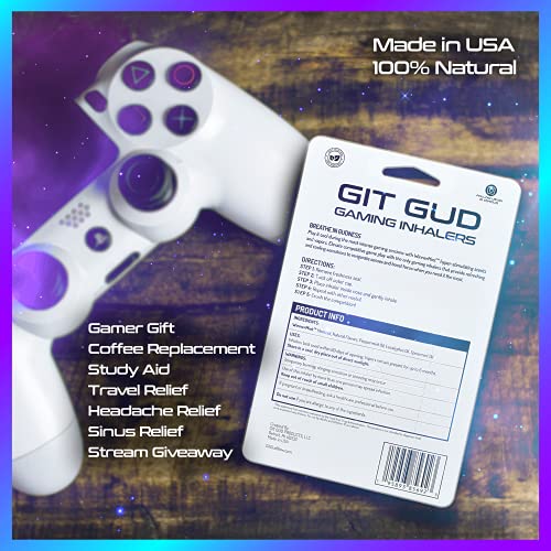 GIT GUD® Gaming Vapor Inhaler | Energy + Focus Amplifier for Esports Athlete Gamer | Stimulating Aromatherapy Scent | Portable Pre Workout Performance Disposable | Banana Royale (4 Pack)