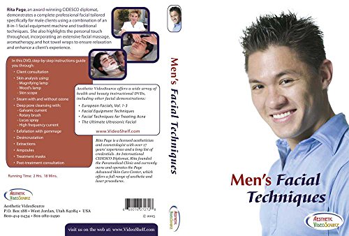 Men's Facial Techniques Training DVD by Rita Page, Esthetician. Learn How To Do Professional Skin Care Facials, Face Massage, Techniques & Equipment. Great Instruction. Facial Rejuvenation Cosmetology Video Course - Aesthetic VideoSource (2 Hrs. 18 Mins.)