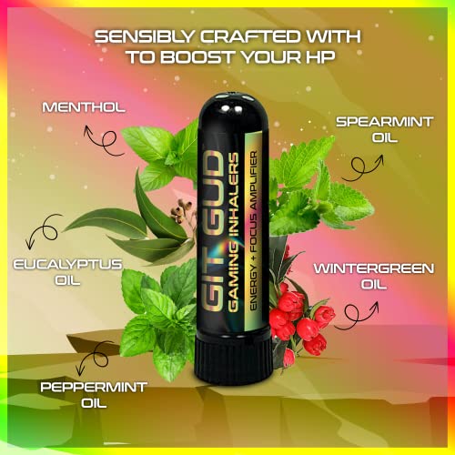 GIT GUD® Gaming Vapor Inhaler | Energy + Focus Amplifier for Esports Athlete Gamer | Stimulating Aromatherapy Scent | Portable Pre Workout Performance Disposable | Banana Royale (4 Pack)