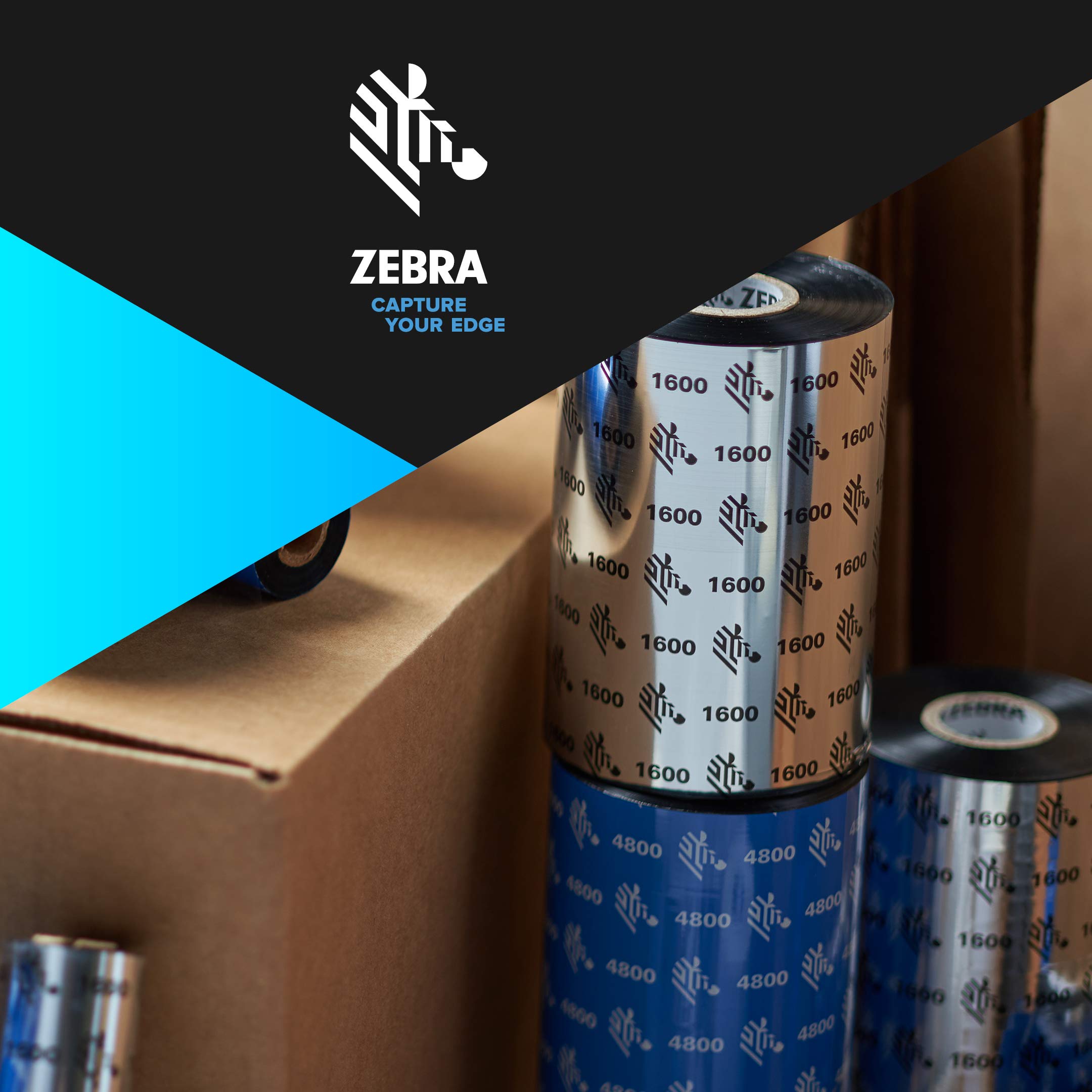 Zebra Standard Black Wax Ribbon for Industrial Thermal Transfer Printers 4.33 in Wide 1476 ft Long 1 in Core 6 Rolls 10031729SP