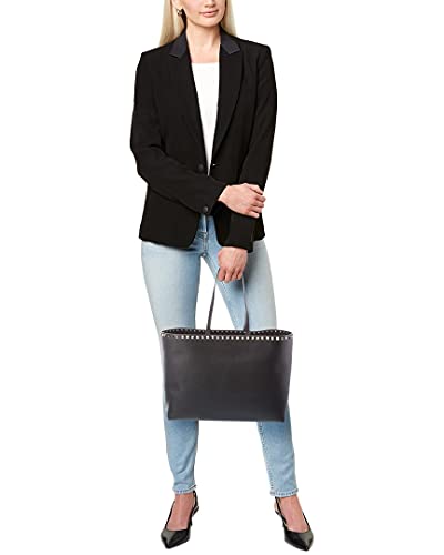 Valentino Rockstud Large Grainy Leather Shopper Tote, Black
