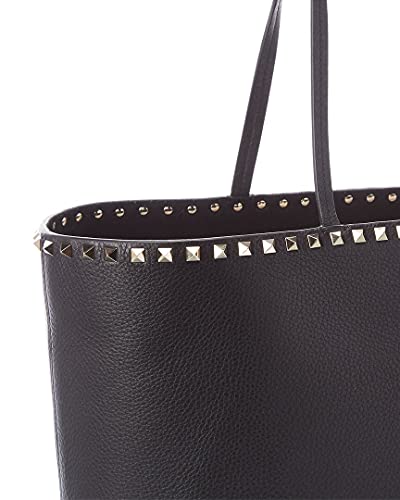 Valentino Rockstud Large Grainy Leather Shopper Tote, Black