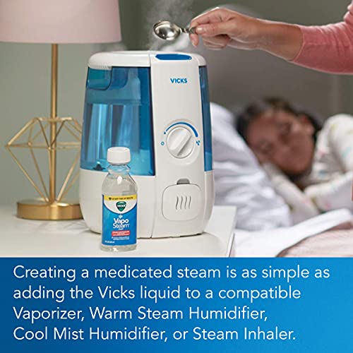 Vicks VapoSteam Medicated Liquid with Camphor, a Cough Suppressant, 8 Oz β VapoSteam Liquid Helps Relieve Coughing, for Use in Vicks Vaporizers and Humidifiers