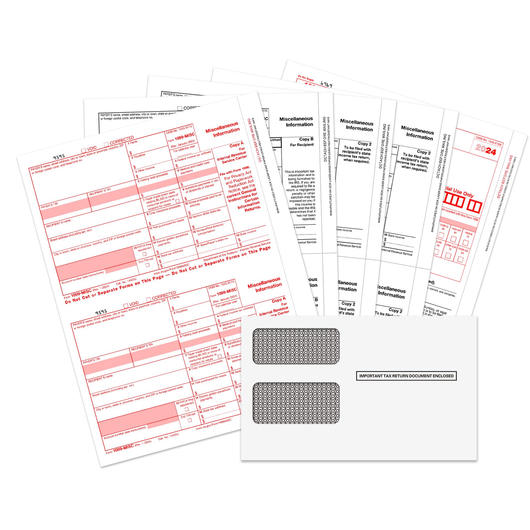 1099 MISC Forms 2022, 4 Part Tax Forms Kit, 25 Vendor Kit of Laser Forms Designed for QuickBooks and Accounting Software, 25 Self Seal Envelopes Included