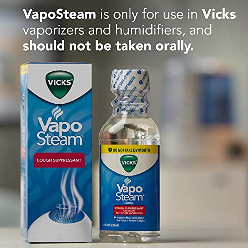 Vicks VapoSteam Medicated Liquid with Camphor, a Cough Suppressant, 8 Oz β VapoSteam Liquid Helps Relieve Coughing, for Use in Vicks Vaporizers and Humidifiers