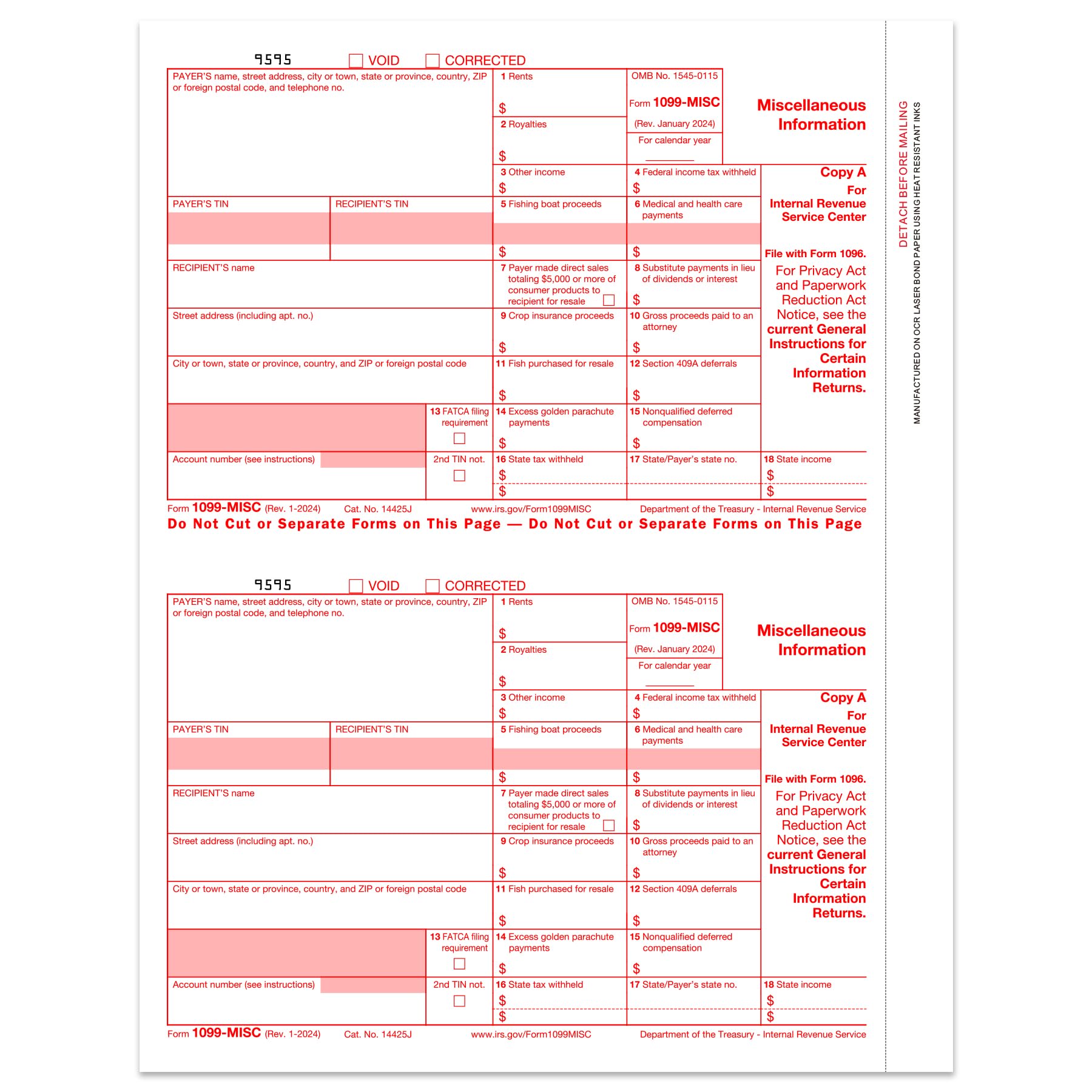 1099 MISC Forms 2022, 4 Part Tax Forms Kit, 25 Vendor Kit of Laser Forms Designed for QuickBooks and Accounting Software, 25 Self Seal Envelopes Included
