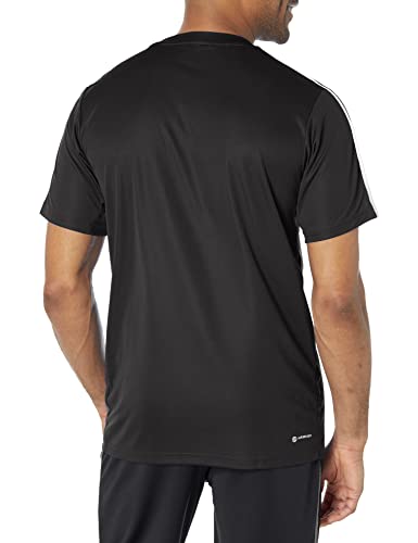 adidas Men's Essentials Base 3-Stripes Training T-Shirt, Black/White, Large