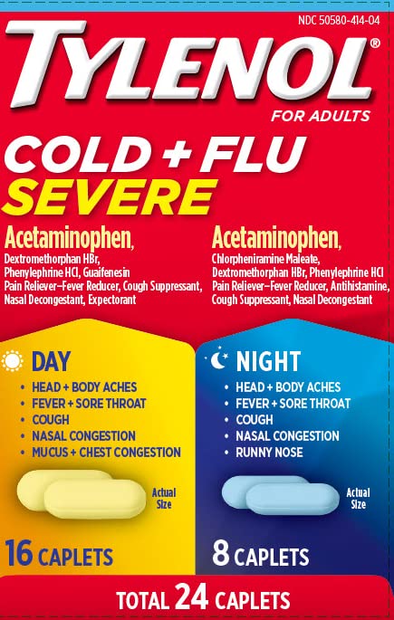 Tylenol Day and Night Cold and Flu Capsule, 24 Count per Pack - 48 per case.