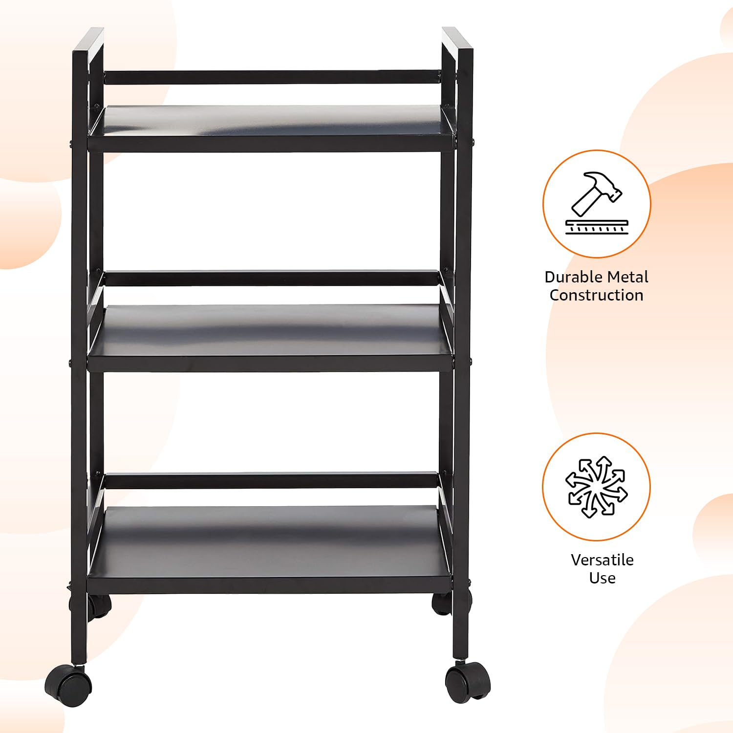 Amazon Basics 3-Tier Metal Rolling Cart