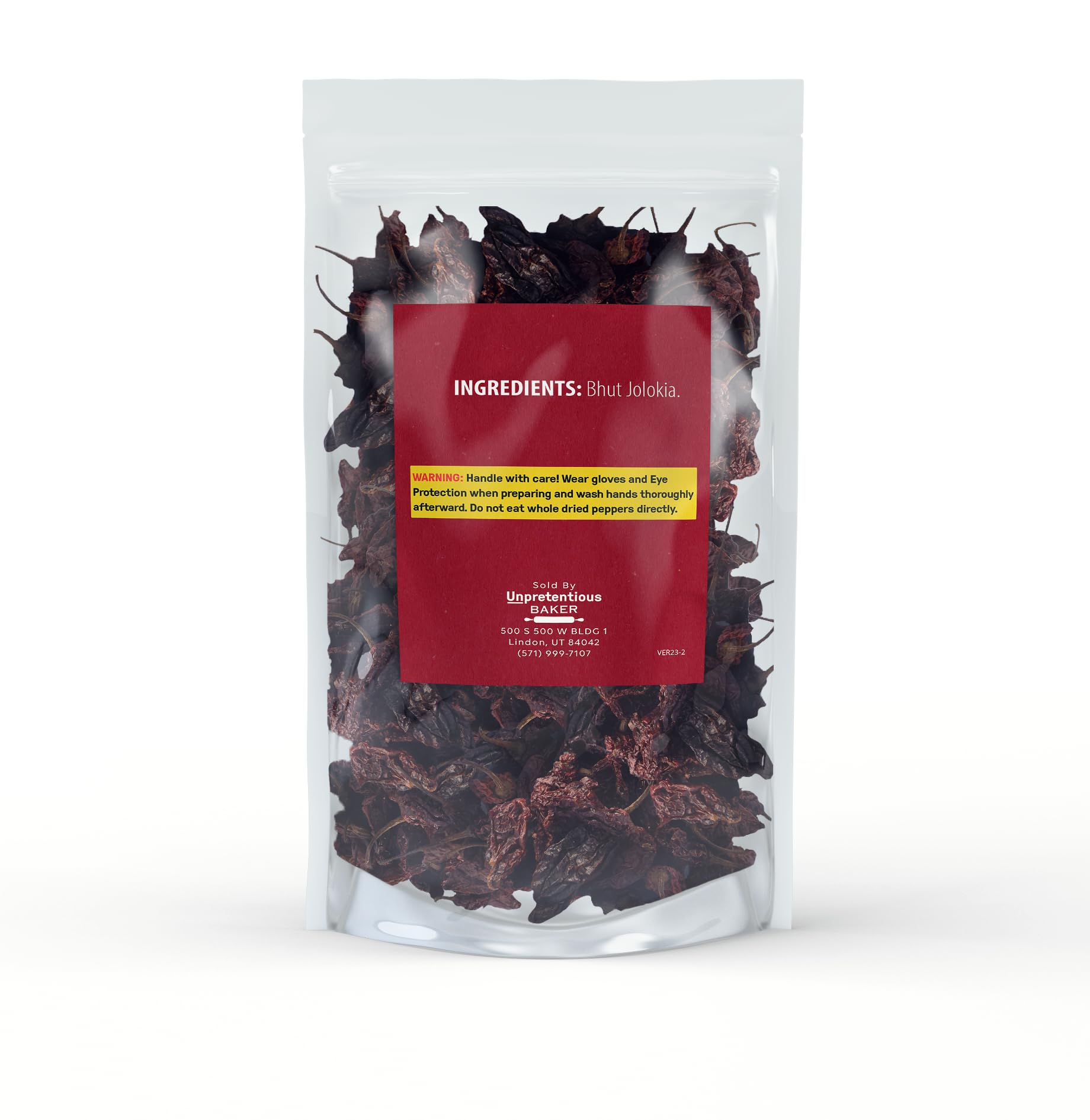 Unpretentious Dried Ghost Peppers, 25 count, Extremely Hot Bhut Jolokia Chile Peppers