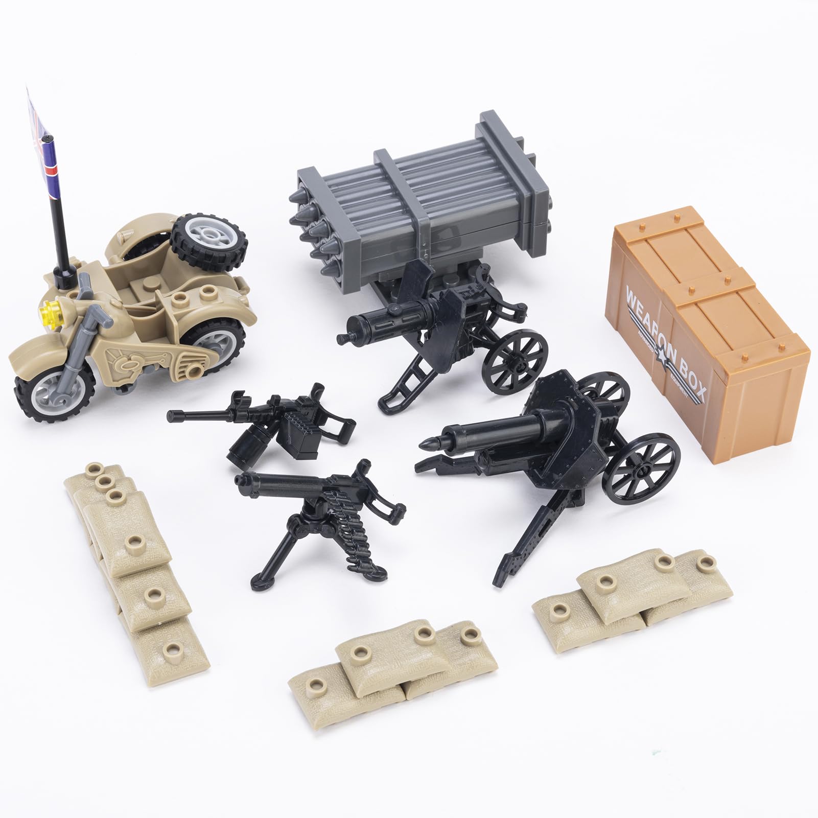 VICVIK Weapons Pack Military Weapons Accessories WWII Soldier Model Toys Military Equipment Battle Blocks Bricks Children's Toys, Compatible with Mini Figure Brick Toy for Boys Age 3+