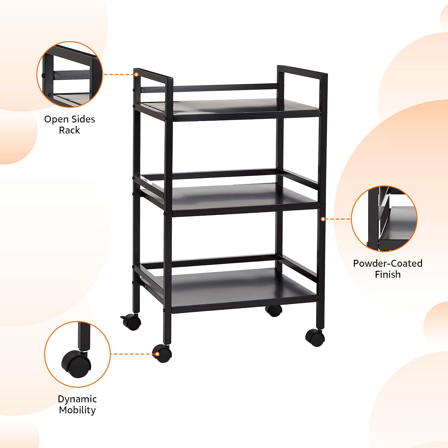 Amazon Basics 3-Tier Metal Rolling Cart