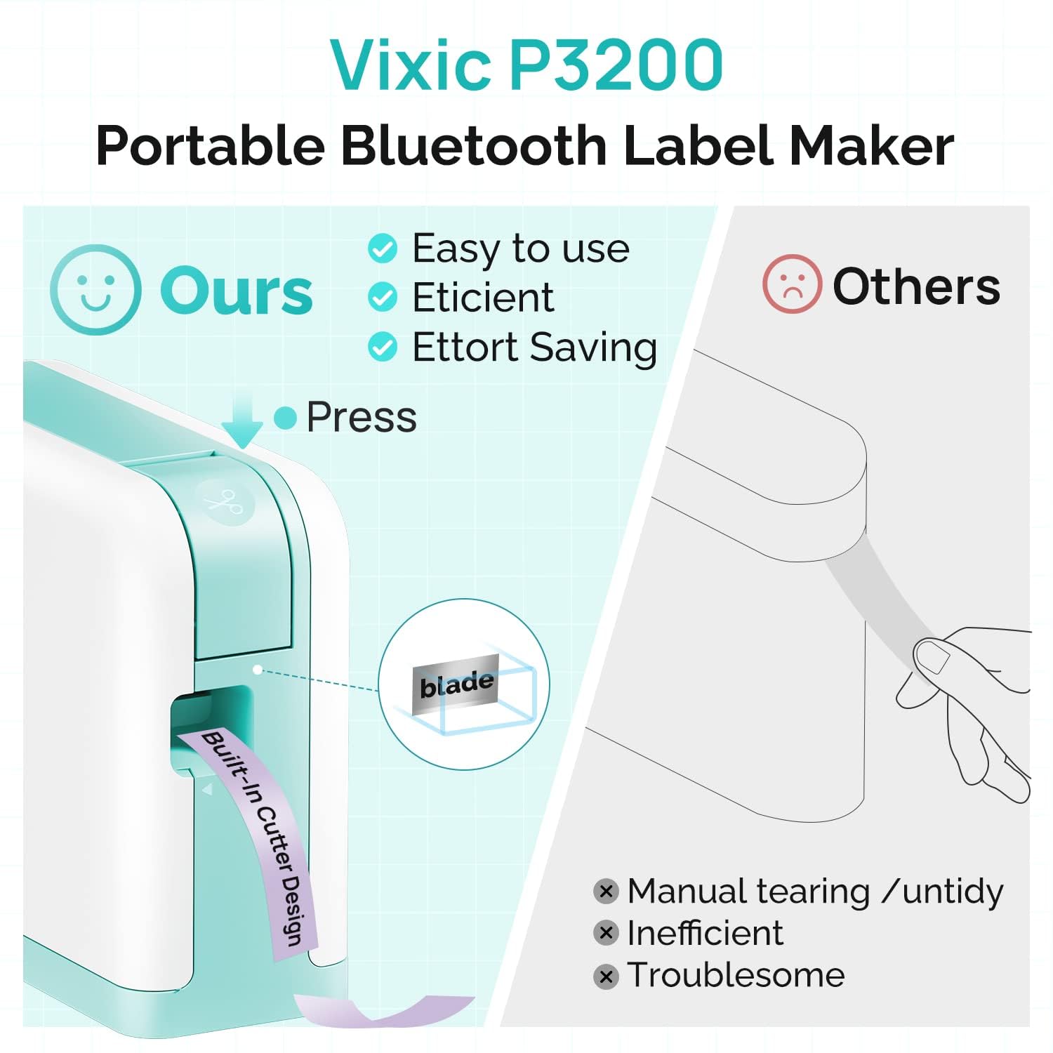 Vixic Label Makers - Label Maker Machine with Tape P3200 Portable Bluetooth Handheld Label Printer for Labeling Home Office Organization Included Multiple Templates for Phone Pad USB Rechargeable