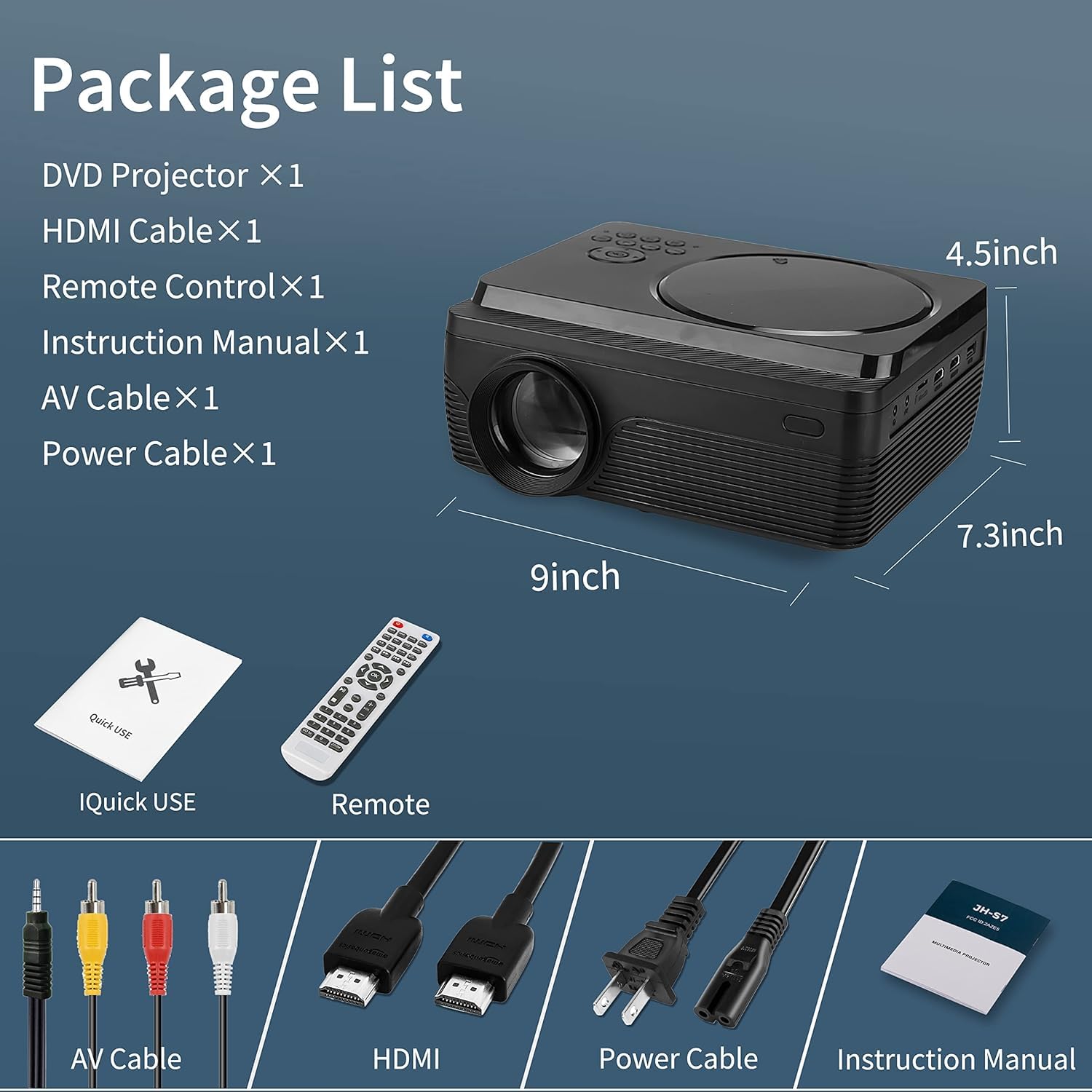 Movie Projector, Bluetooth Outdoor Projector Full HD 1080P 200" Display 9500 Lumen Brightness Compatible with TV Stick, Video Games, Phone, VGA, AV, TF, USB, HD