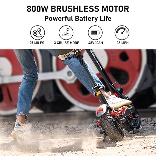 EVERCROSS Electric Scooter, Electric Scooter for Adults with 800W Motor, Up to 28MPH & 25 Miles, Scooter for Adults with Dual Braking System, Folding Electric Scooter Offroad with 10'' Solid Tires
