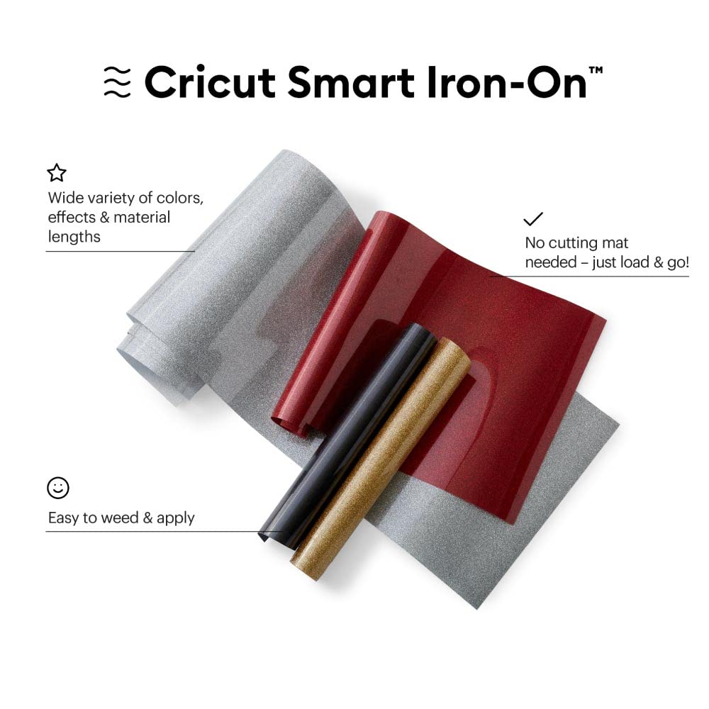 Cricut Smart Glitter Iron On (13 in x 3 ft), Iron On Vinyl Roll for DIY Projects, Matless Cutting, All Surface Applicable, Washable HTV for Stickers & Home Decor, Cricut Maker 3 & Explore 3, Gold