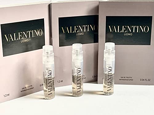 3 Valentino Uomo EDT Spray Vial Travel Sample Cologne .05oz/1.5 Ml Each Lot