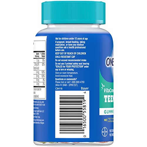One A Day Teen for Him Multivitamin Gummies, Supplement with Vitamin A, C, D, E and Zinc for Immune Health Support* & more, 60 Count