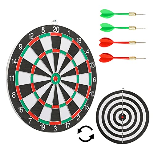 Mini Dart Board Set, 12 inches Double-Sided Dartboard, Professional Dart Boards with 4 Darts, Excellent Dartboard Game for Adults and Kids, Suitable Indoor Games & Party Games for Family and Friends
