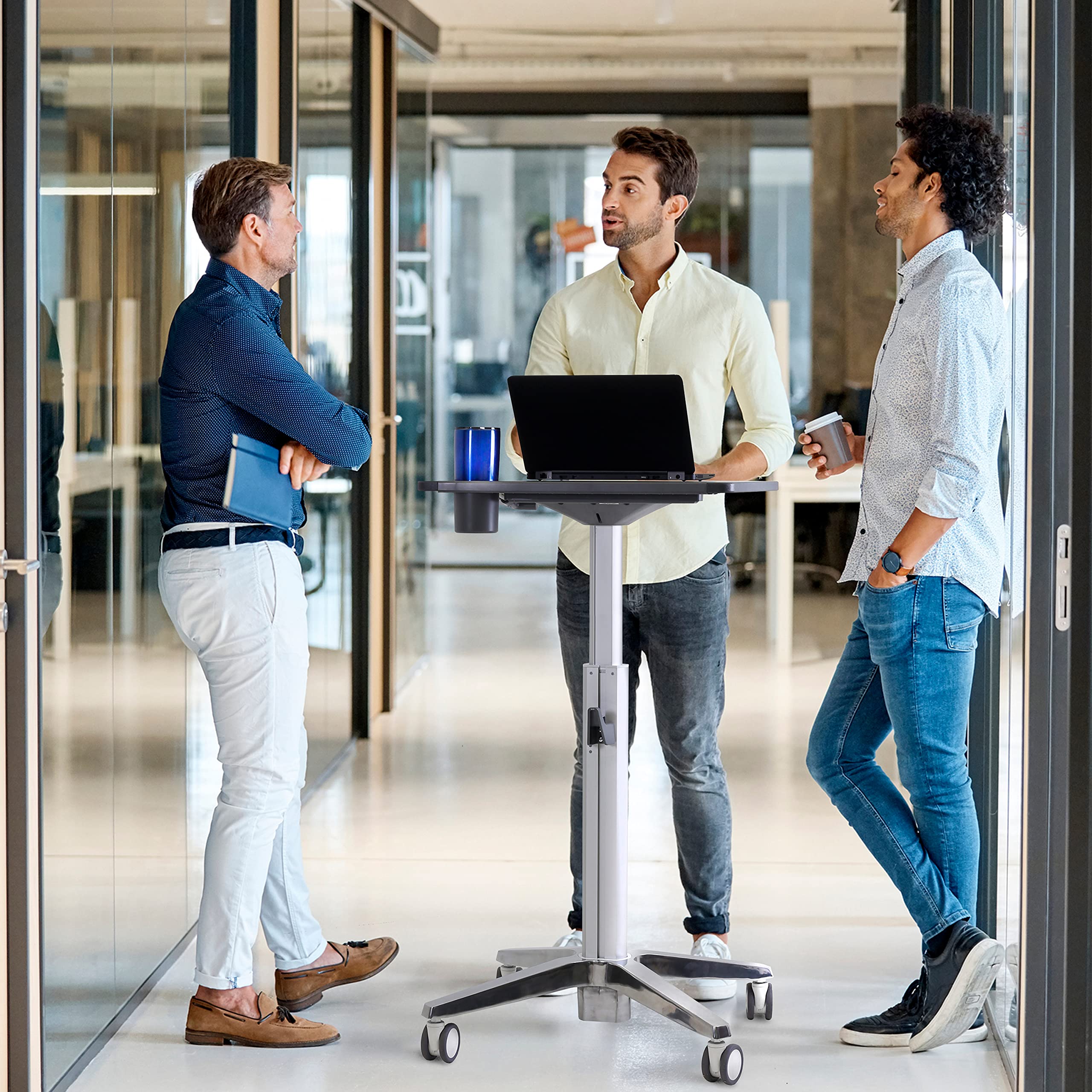 Ergotron β LearnFit Mobile Standing Desk, Rolling Laptop Sit Stand Desk β Tall, Grey