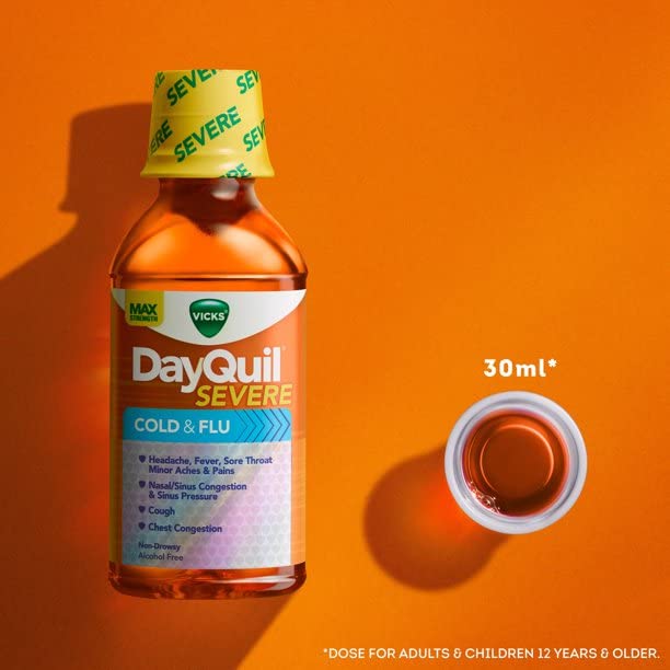 Vicks DayQuil Severe Cold & Flu Relief Liquid 8 oz (Pack of 2)